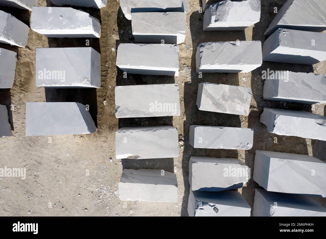 Aerial view of a deposit of marble blocks Stock Photo - Alamy