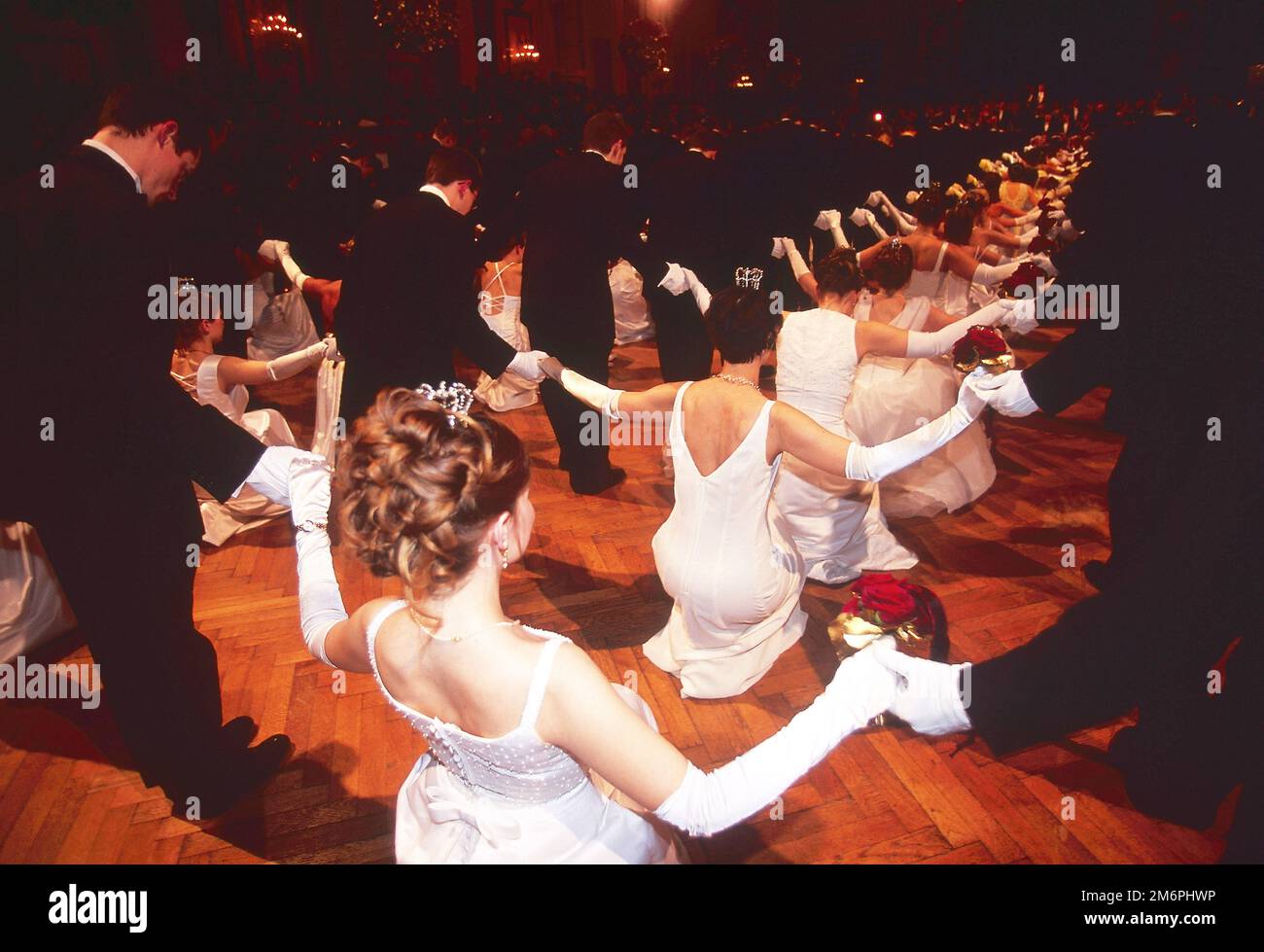 Austria. Vienna. The balls season. Entrance of the couples of beginners ...