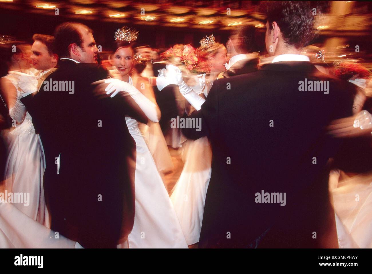 Austria. Vienna. The balls season. Couples of beginners dancing the ...