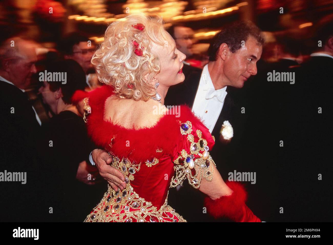 Austria. Vienna. The balls season. Couple dancing the waltz at the ball ...