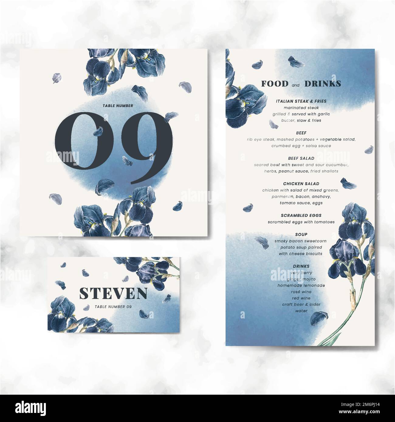 Wedding table menu card Stock Vector Images - Alamy