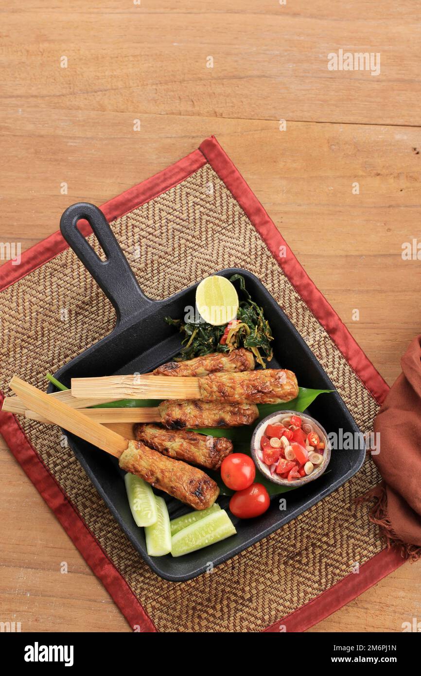 Top View Sate Lilit, Balinese Menu. Minced Seafood Satay Made from Tuna ...