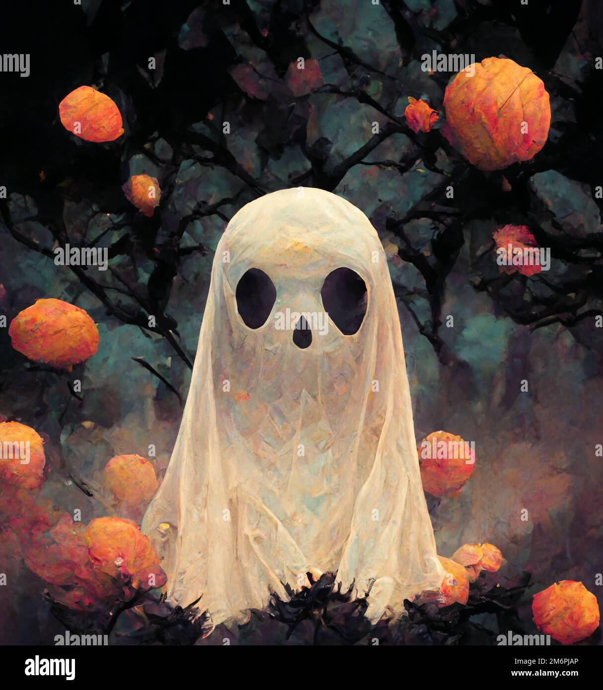 Scary ghost Halloween background digital art Stock Photo - Alamy