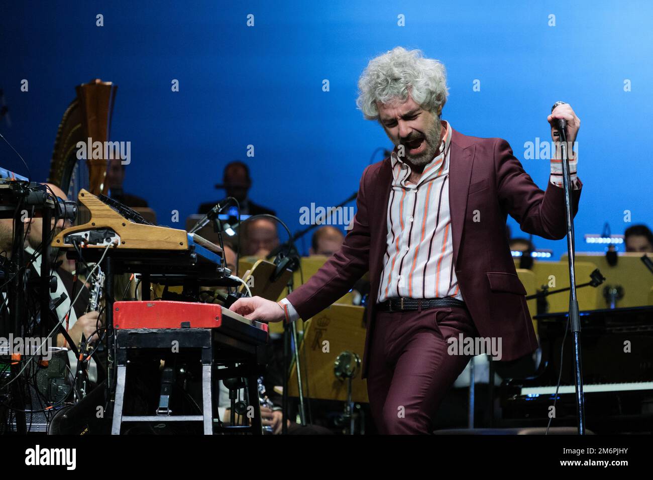 Singer of the group Leon Benavente, Abraham Boba performs with the ...