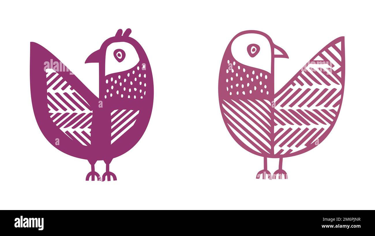 Easter chicken illustraion set. Low brow vector animal doodle Stock ...