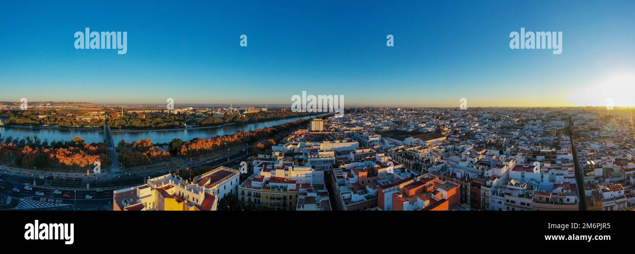 Seville city aerial view in Seville province of Andalusia Autonomous ...