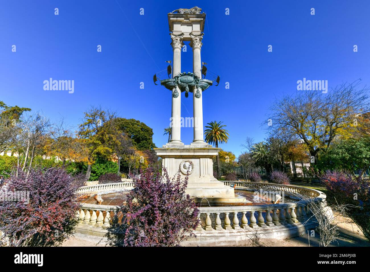 Beautiful garden in springtime landscape in Seville, Andalusia, Spain ...