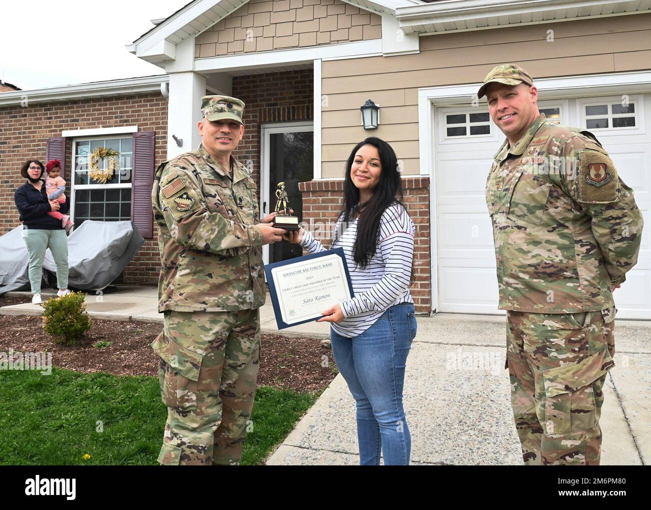 Lt. Col. Richard Baysinger, left, 66th Air Base Group deputy commander ...