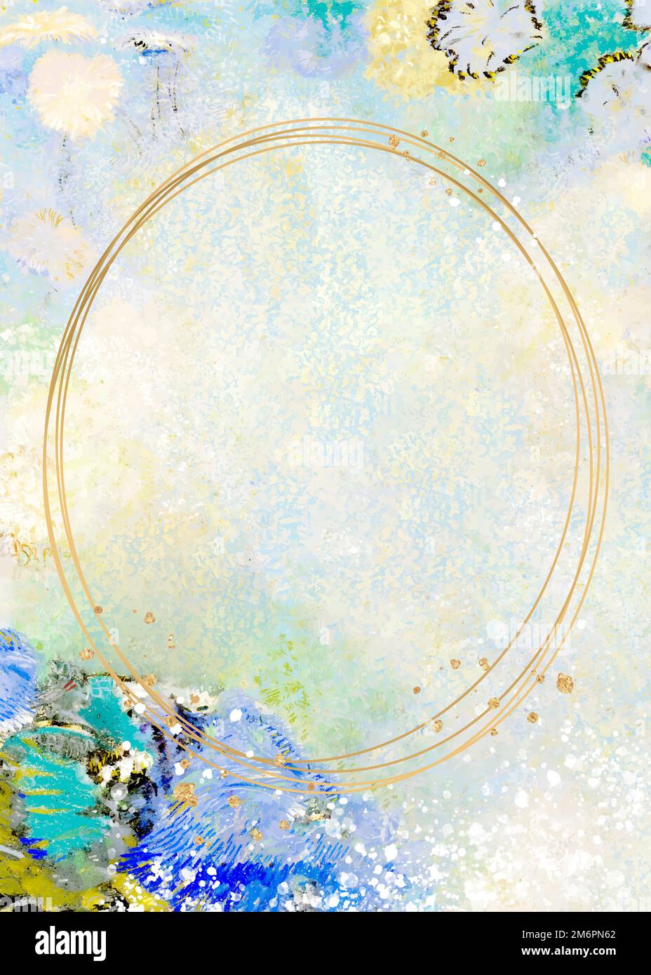 Oval gold frame on green oil paint textured background vector Stock ...