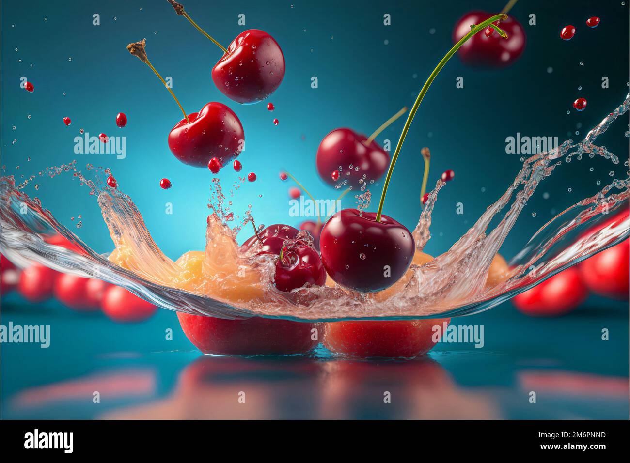 Cherries In Water Background
