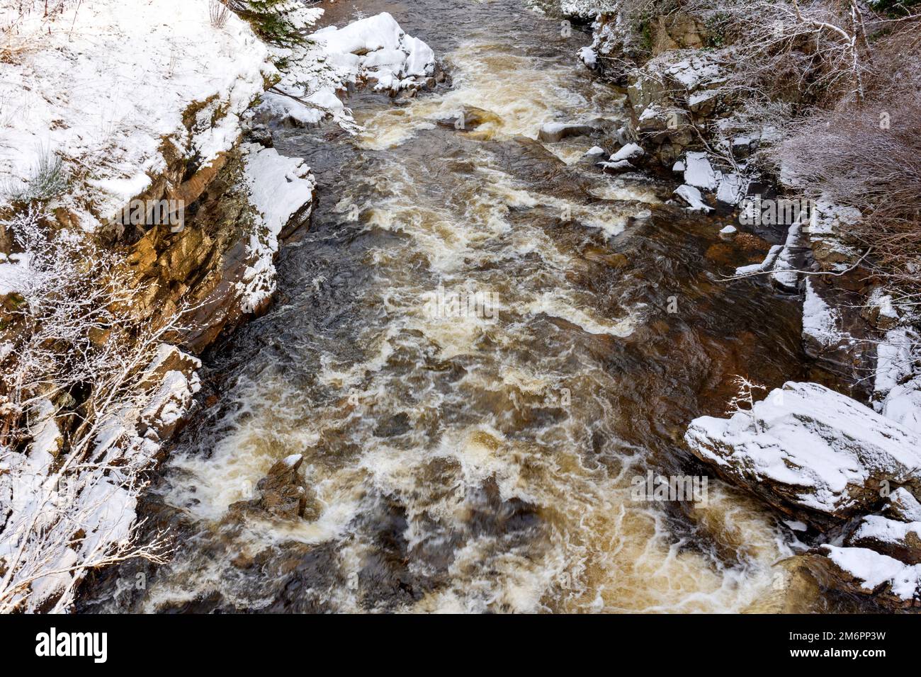Braemar Scotland looking down Clunie Water from the bridge and the ...
