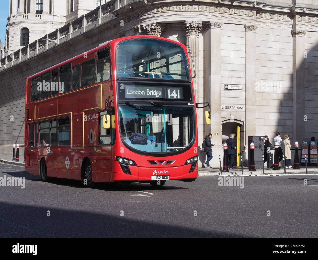 LONDON, UK - CIRCA OCTOBER 2022: Red double decker bus 141 to London ...