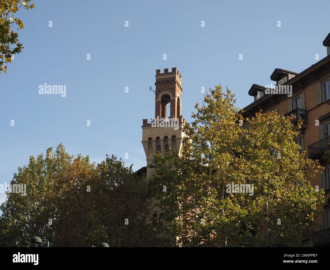 TURIN, ITALY - CIRCA OCTOBER 2022: Turret in ancient building Stock ...