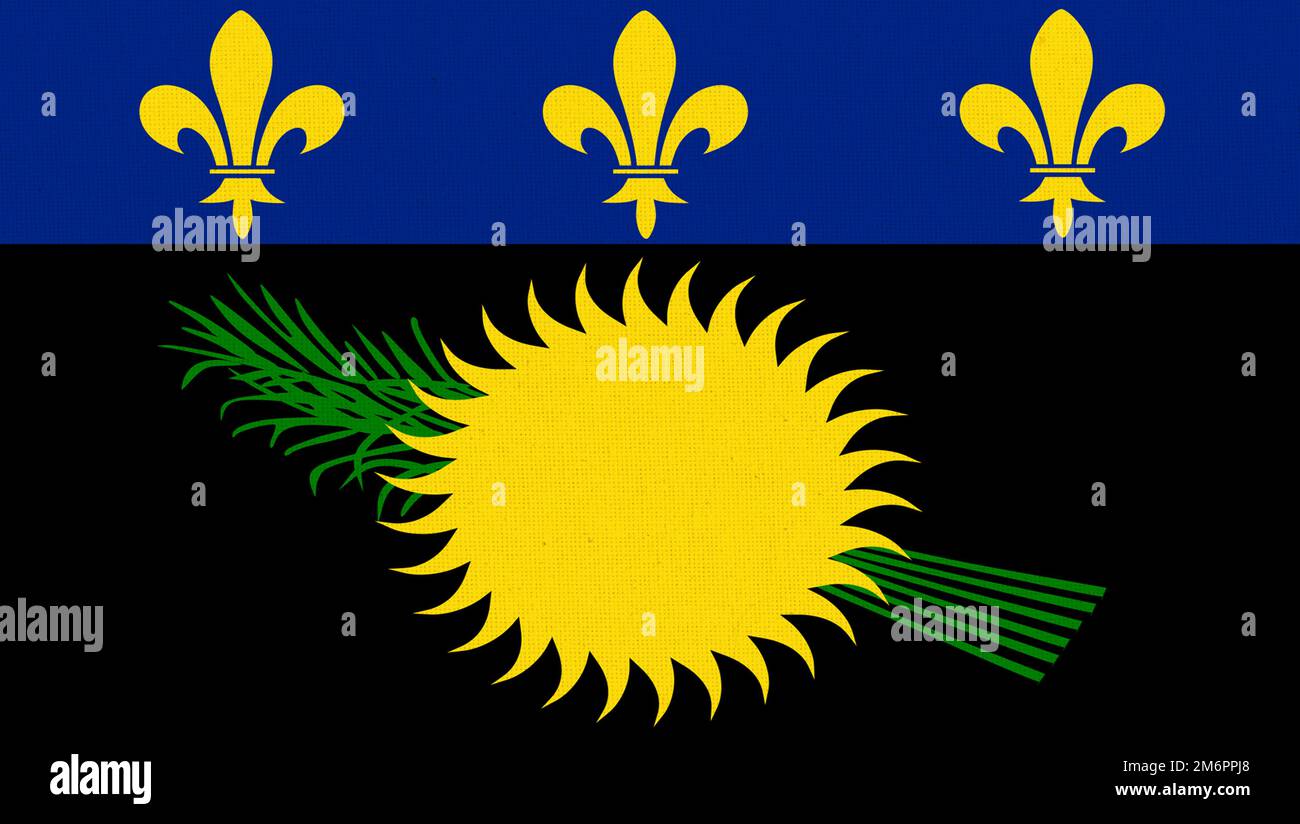 Flag of Guadeloupe. flag of island country on fabric surface. Island ...