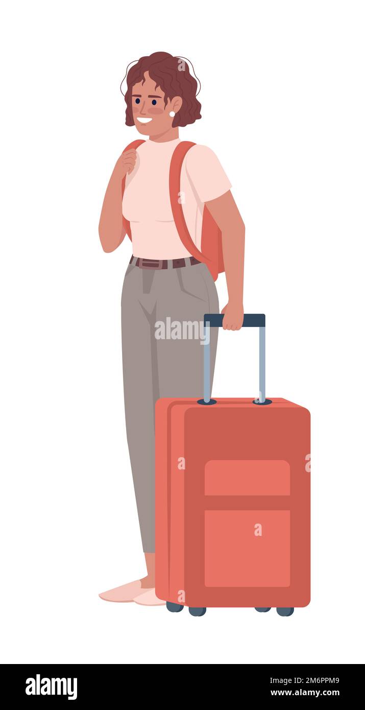 Woman travelling semi flat color vector character Stock Vector Image ...