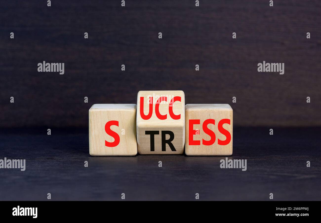 Success or stress symbol. Concept word Success Stress on wooden cubes ...