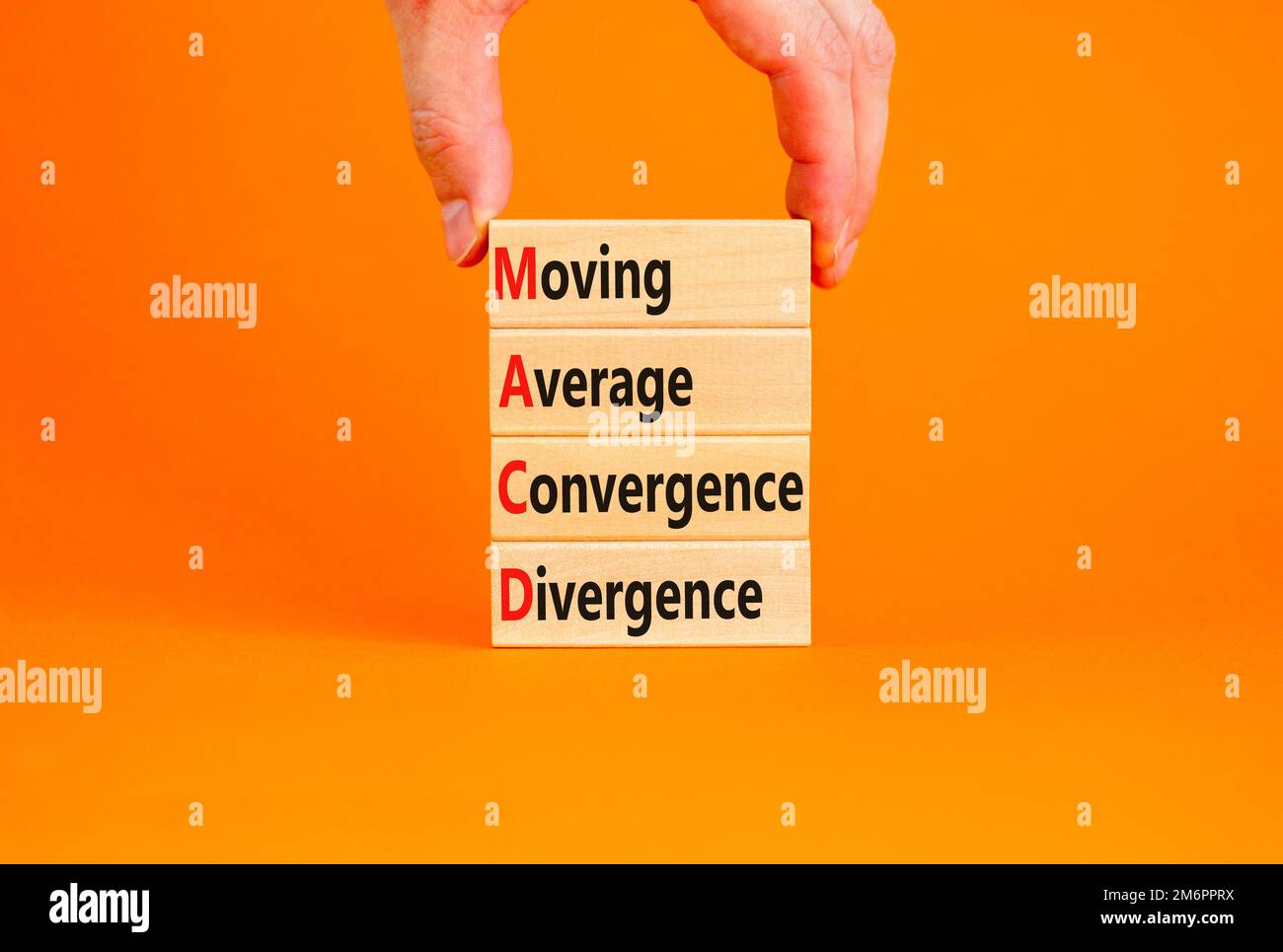 MACD symbol. Concept words MACD moving average convergence divergence ...