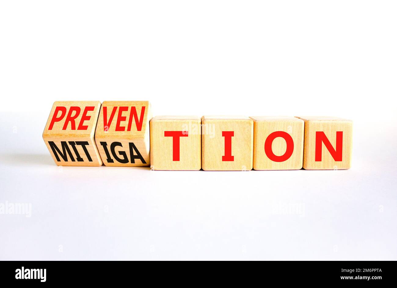Prevention or mitigation symbol. Businessman turns cubes and changes ...