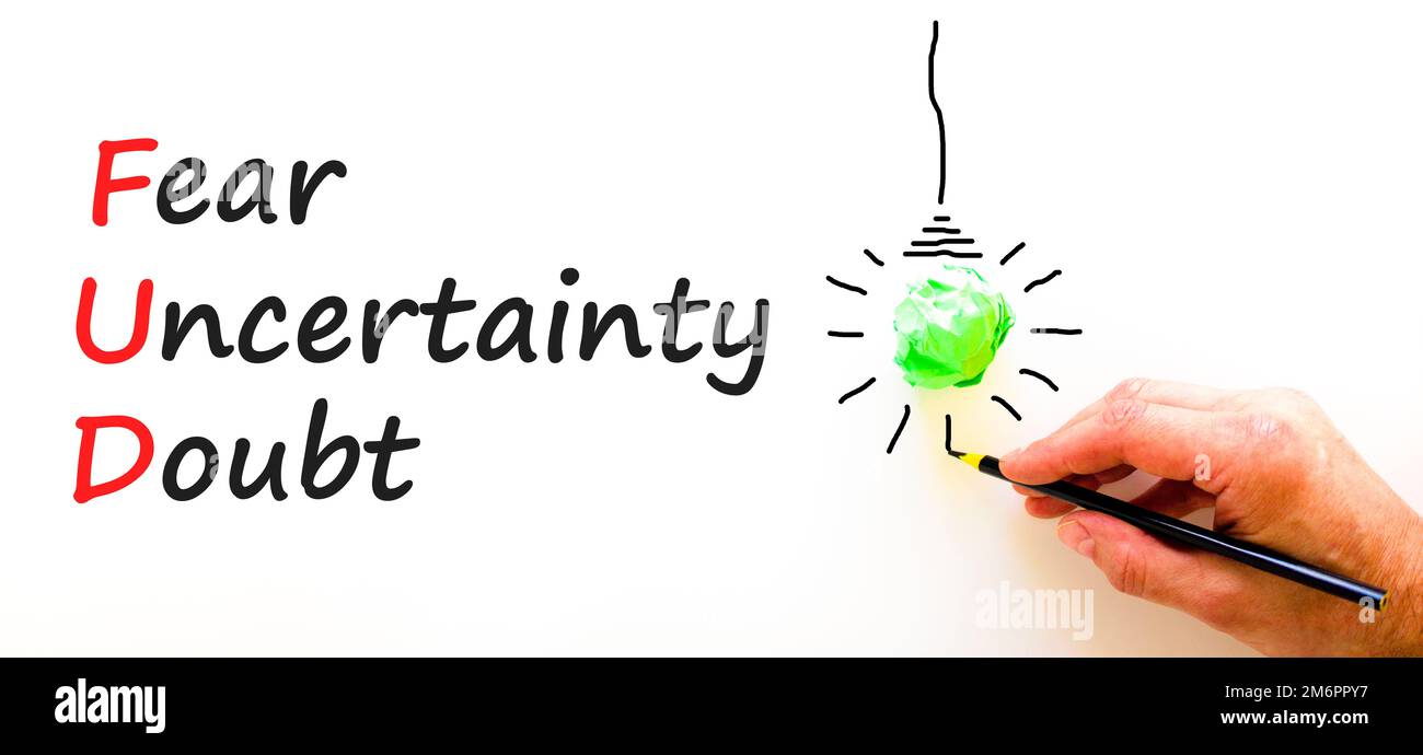 FUD fear uncertainty doubt symbol. Concept words FUD fear uncertainty ...