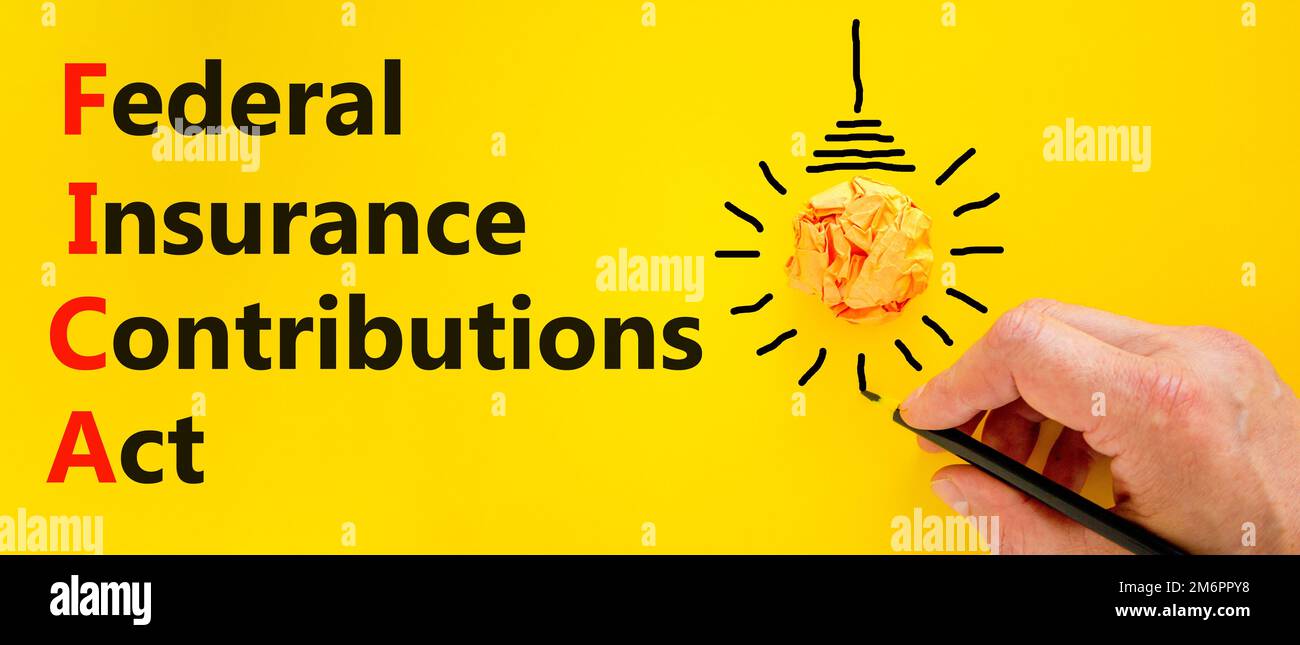 FICA symbol. Concept words FICA federal insurance contributions act on ...