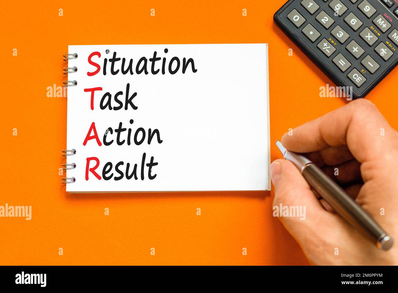 STAR situation task action result symbol. Concept words STAR situation ...