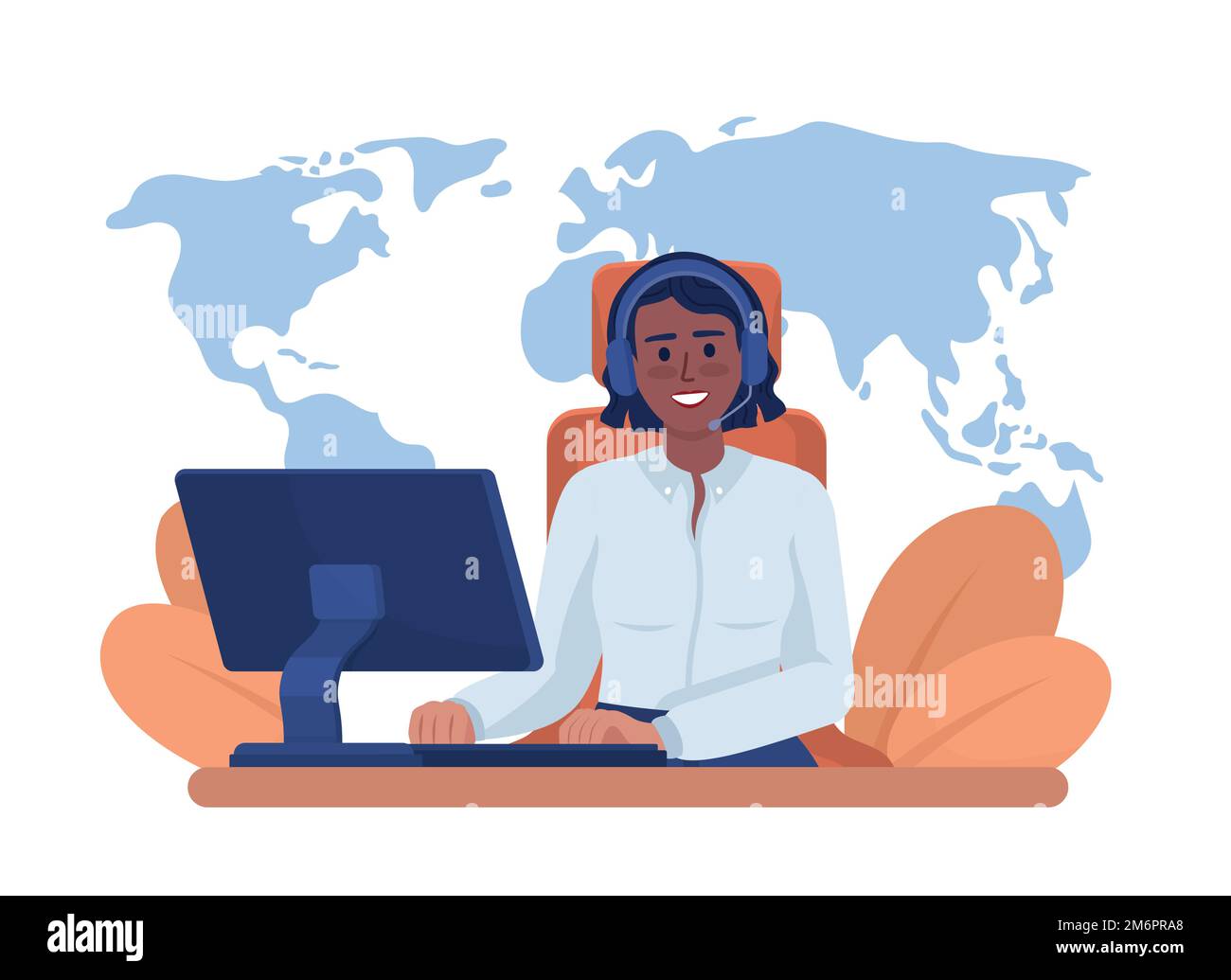 Global customer service 2D vector isolated illustration Stock Vector ...