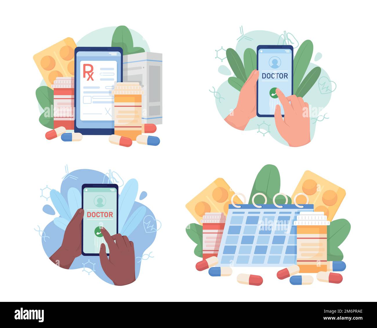 Online doctor 2D vector isolated illustration set Stock Vector Image ...