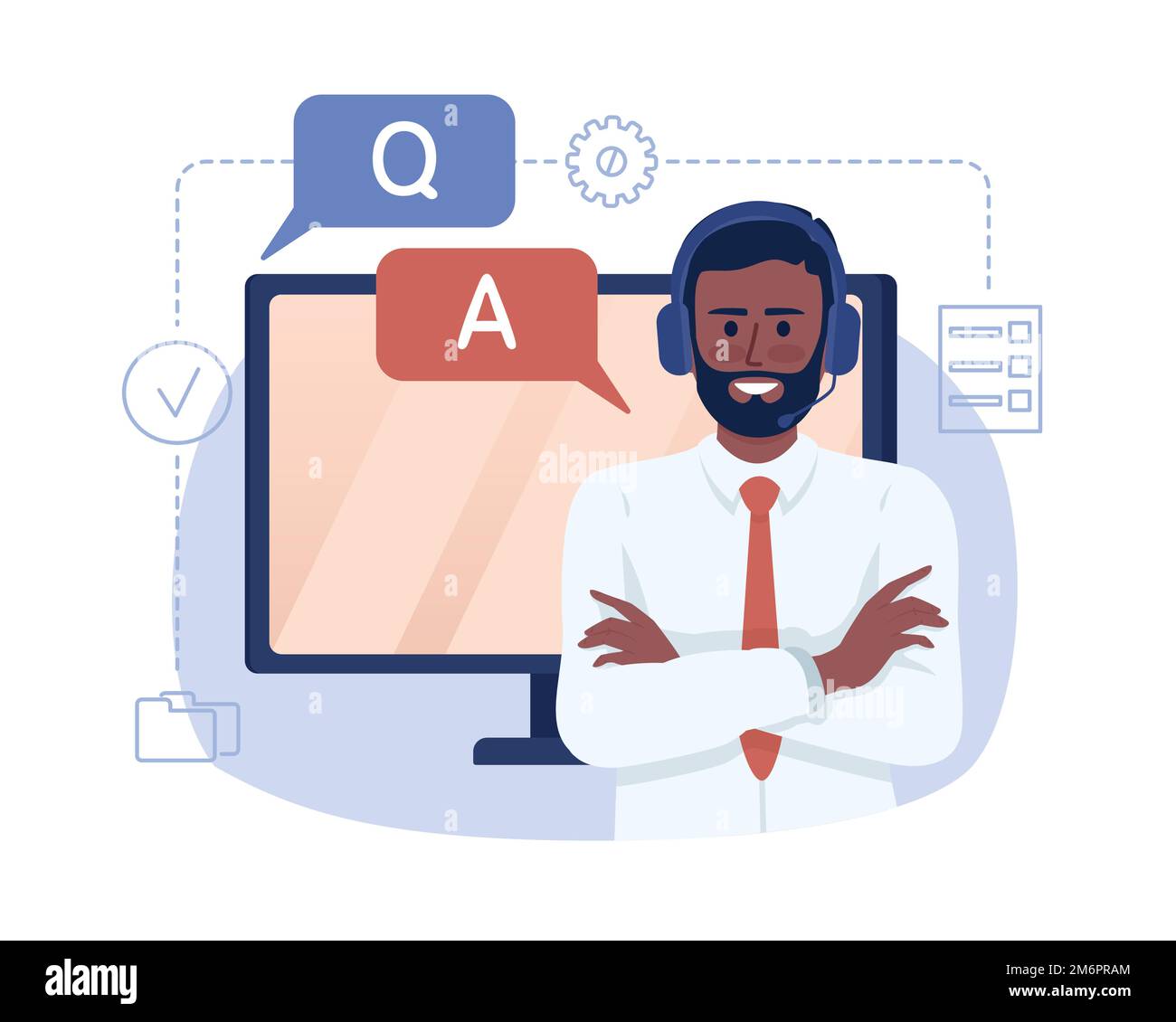 Online customer support 2D vector isolated illustration Stock Vector ...