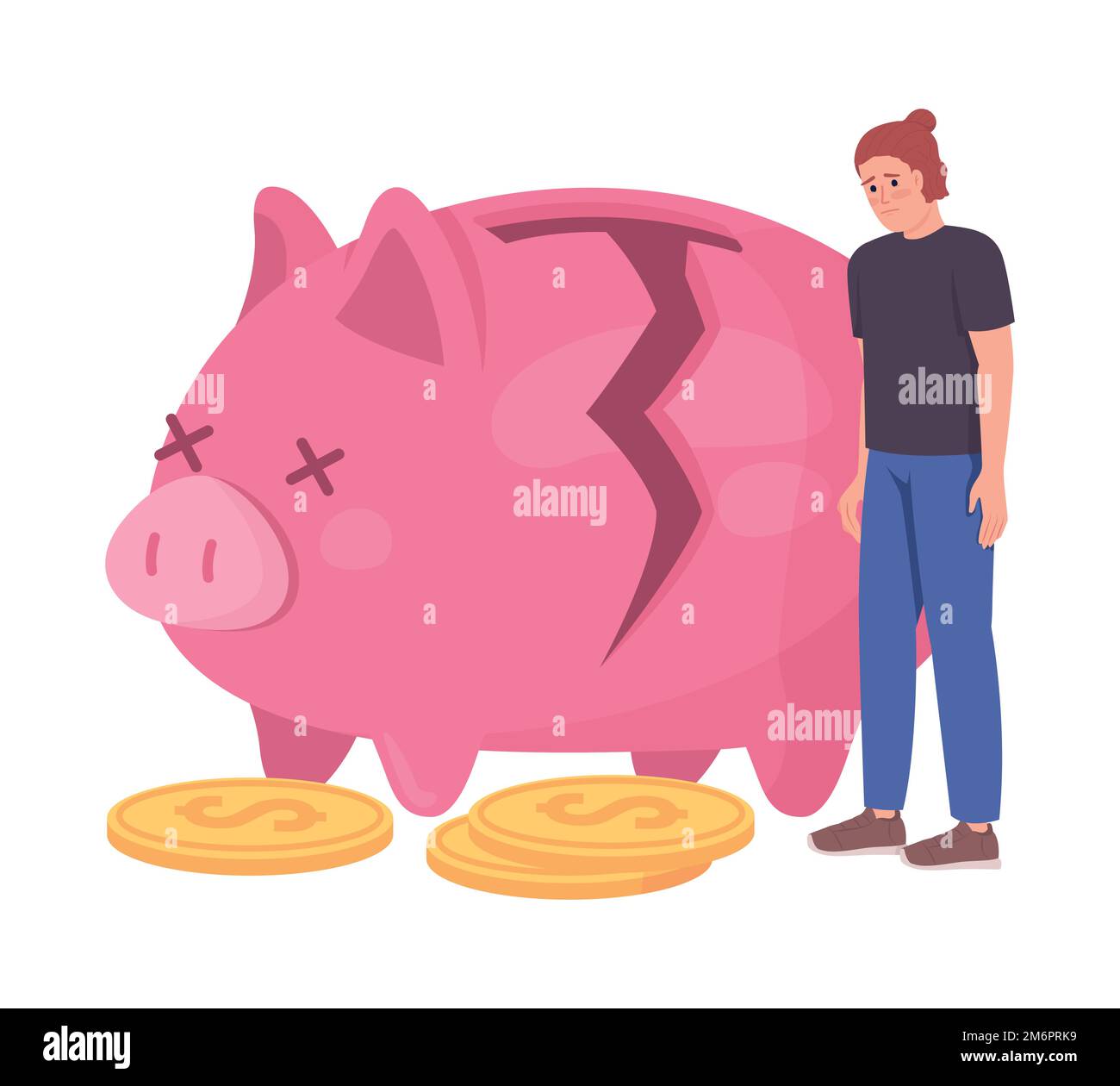 Sad cartoon piggy bank character Stock Vector Images - Alamy