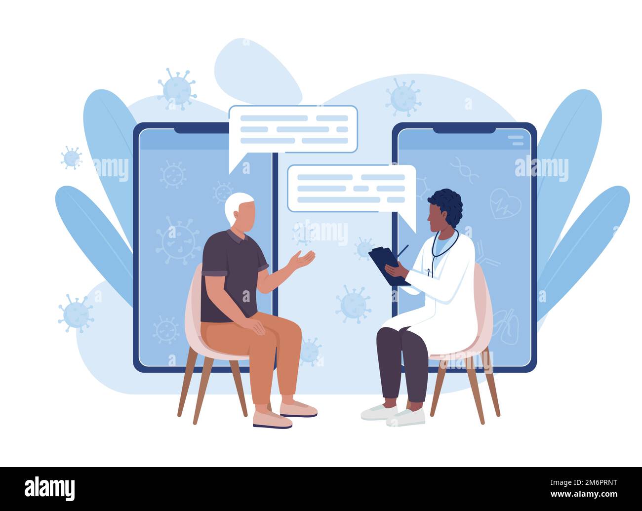 Online communication with male doctor flat concept vector illustration ...