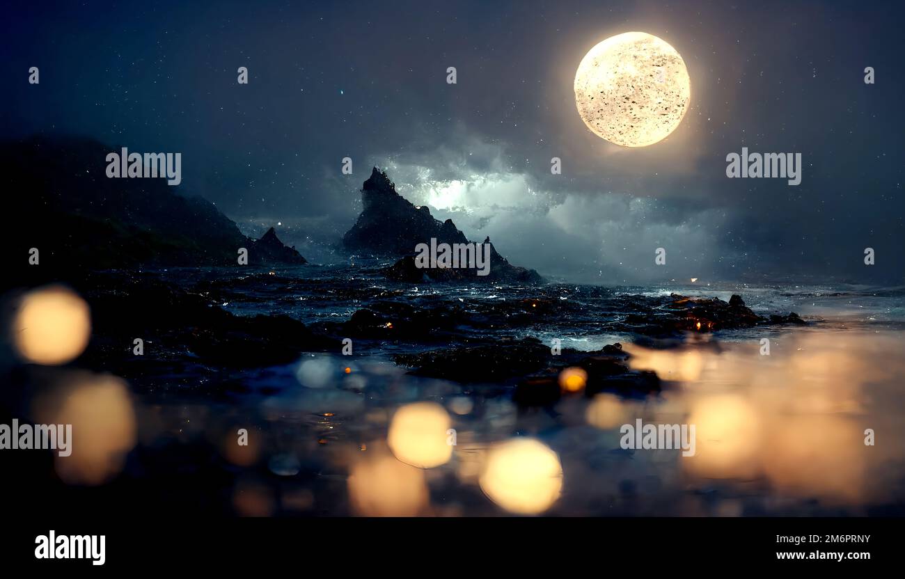 Moon ocean waves hi-res stock photography and images - Alamy