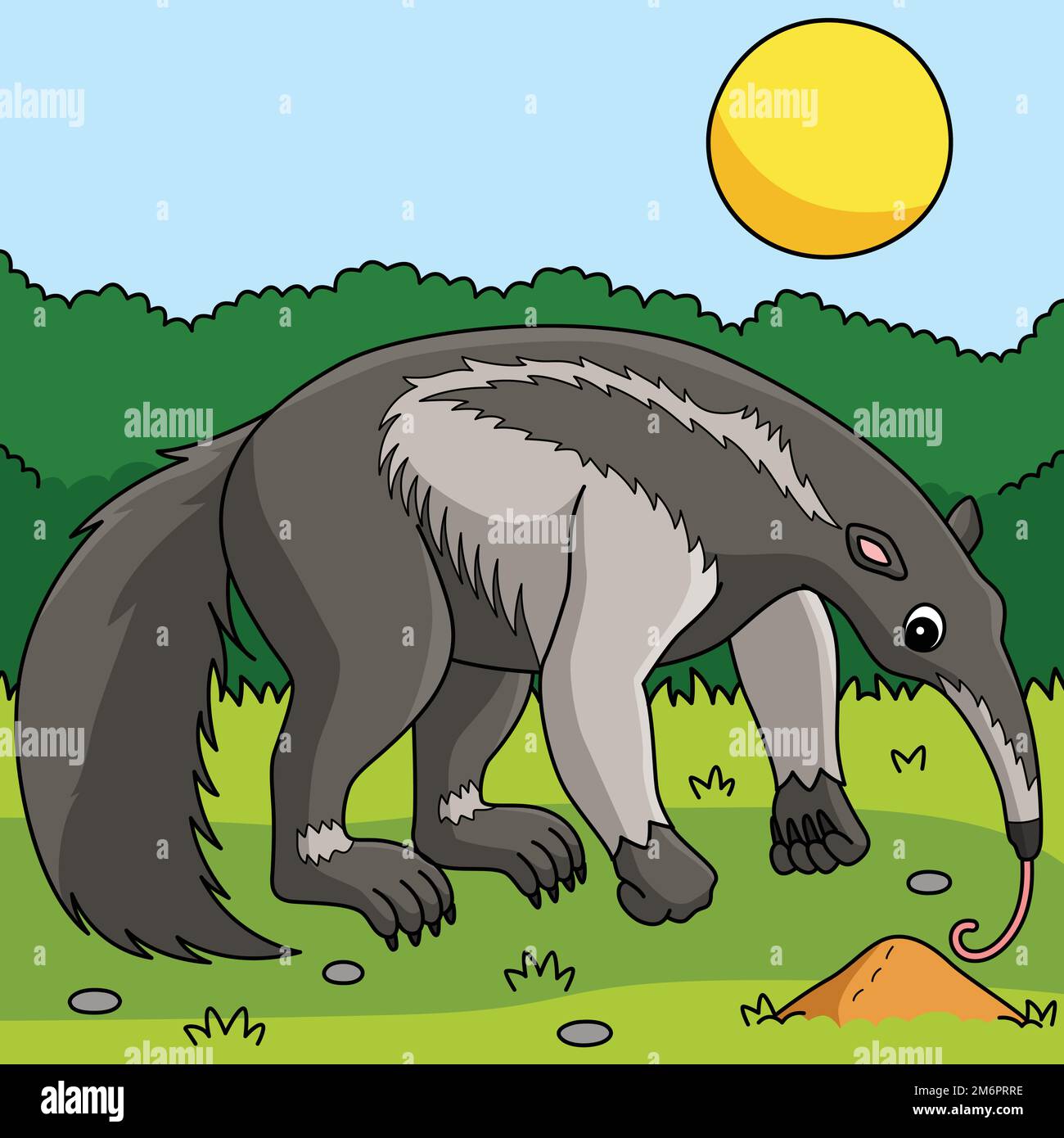 Giant Anteater Animal Colored Cartoon Illustration Stock Vector Image ...