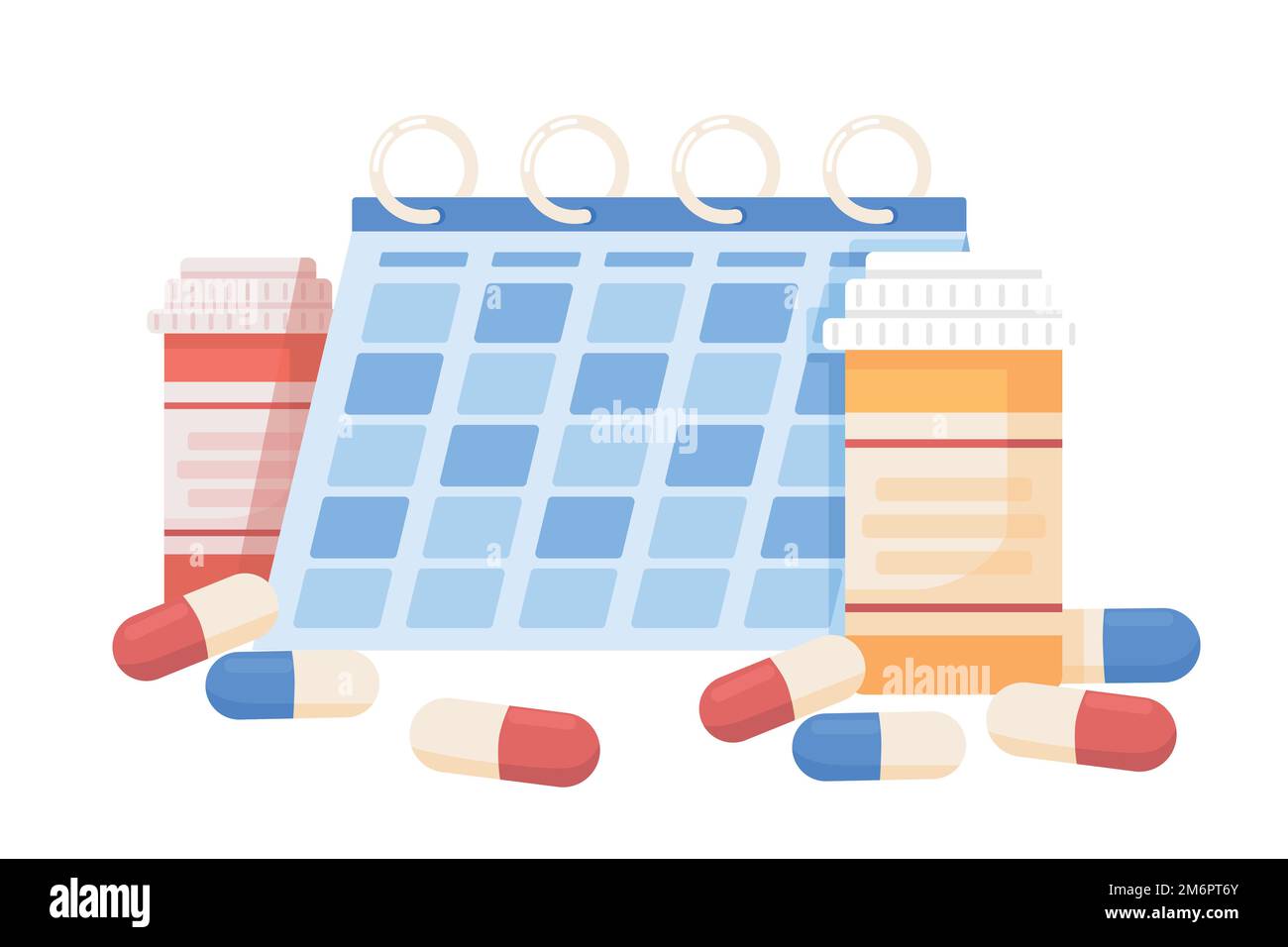Taking medications regularly semi flat color vector objects Stock ...