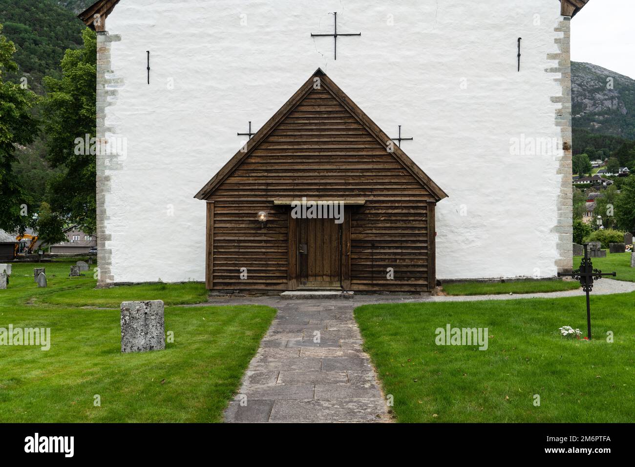 Medieval stone church in Kinsarvik on Hardangerfjord, Norway Stock ...