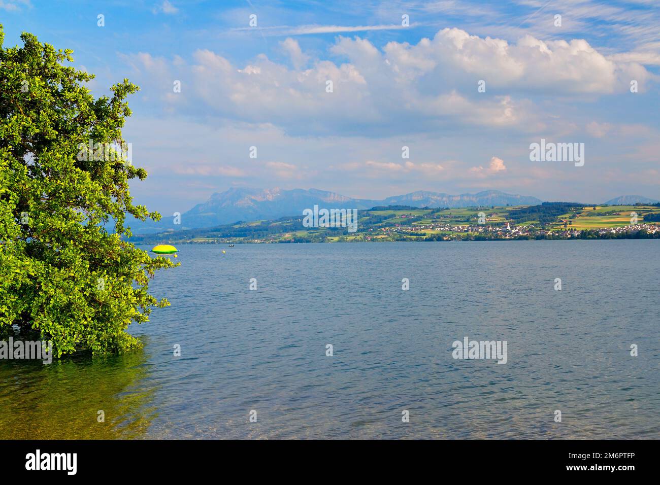 Lake Sempachersee in swiss Alps near Lucerne, Switzerland Stock Photo ...