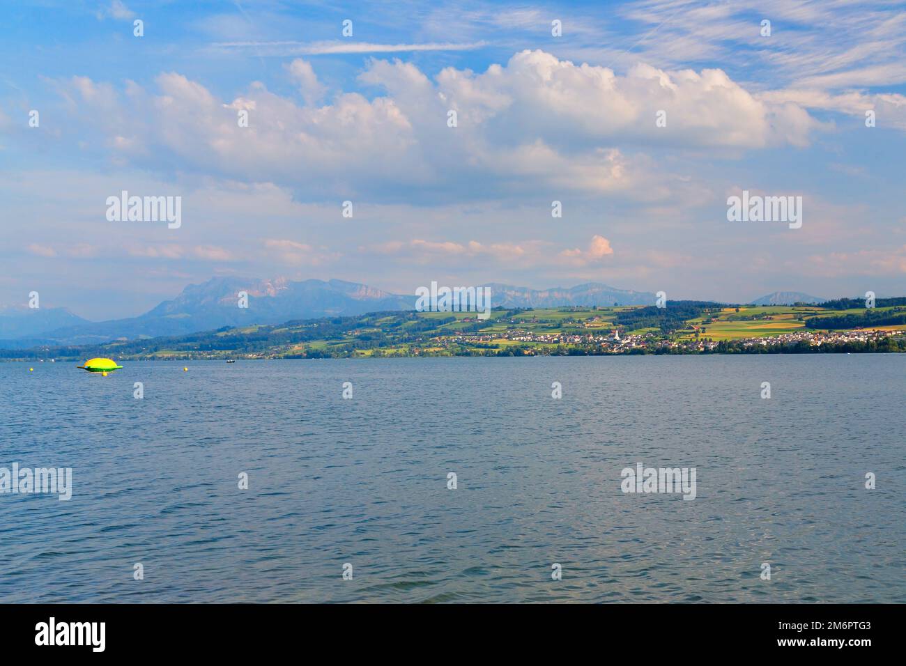 Lake Sempachersee in swiss Alps near Lucerne, Switzerland Stock Photo ...