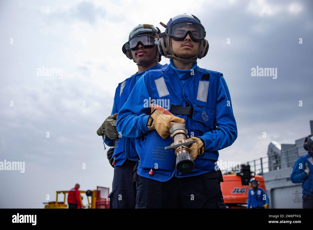 Flight deck fire fighting drill hi-res stock photography and images - Alamy
