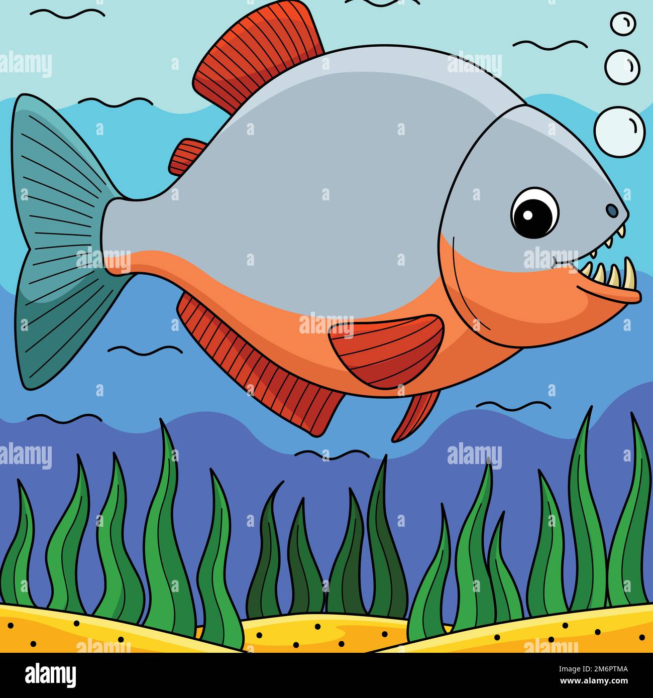 Piranha Animal Colored Cartoon Illustration Stock Vector Image & Art ...
