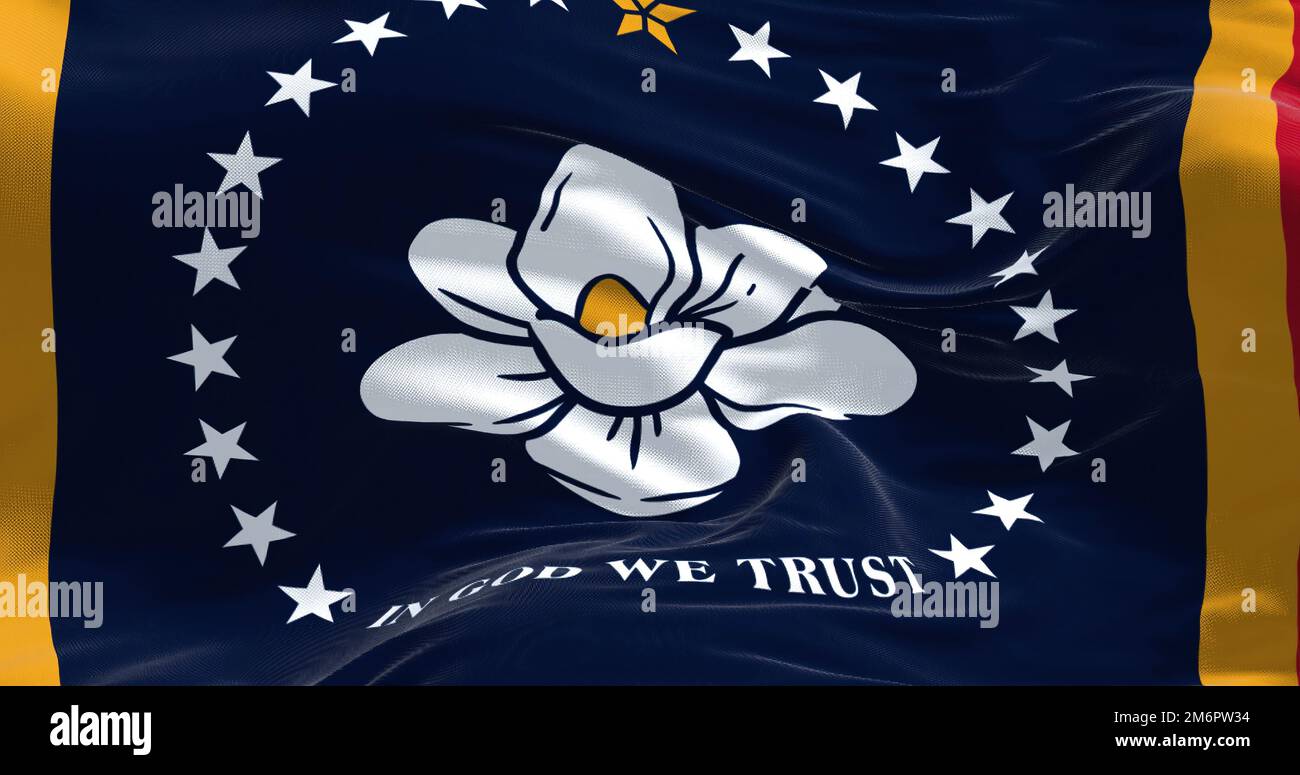 Close-up view of the Mississippi state flag waving Stock Photo - Alamy