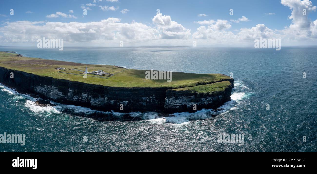 An aerial view of the Loop Head Lighthouse in County Clare in western ...