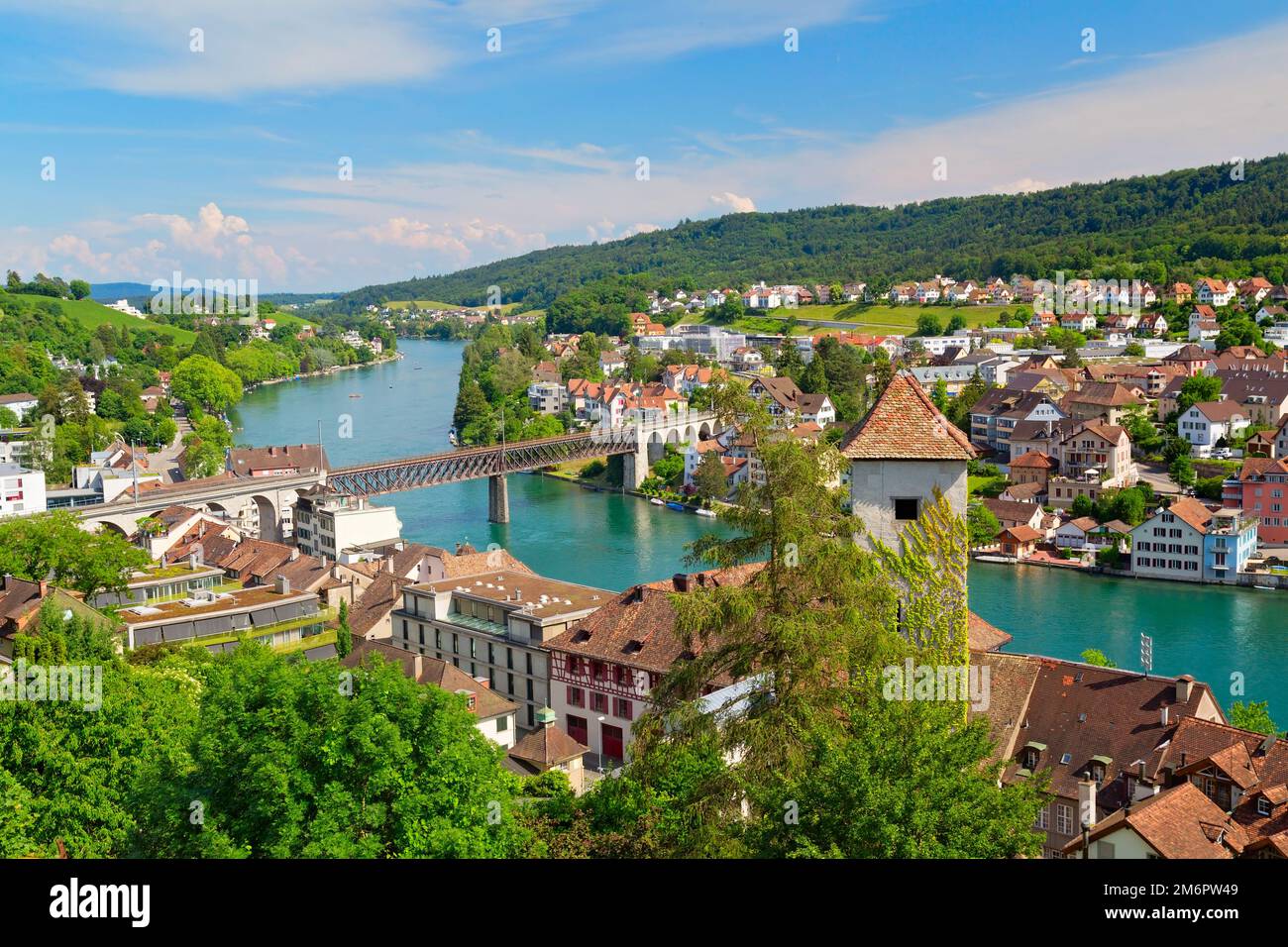 Schaffhausen waterfalls panoramic view bridge hi-res stock photography ...