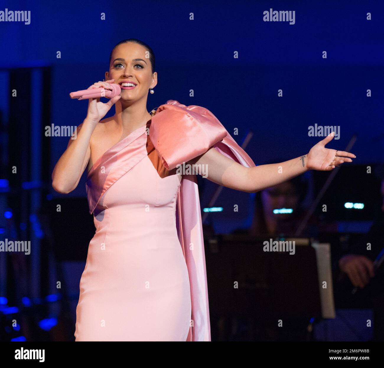 Katy Perry performs at the David Lynch Foundation Benefit Stock Photo ...