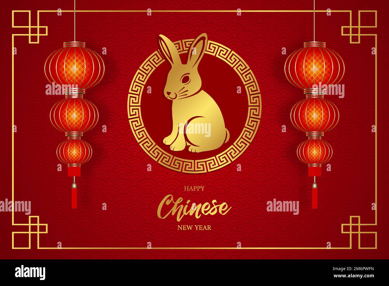 chinese new year background with flowers, lanterns and decorations ...