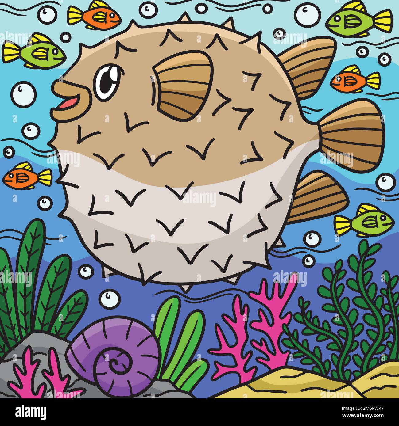 Pufferfish Marine Animal Colored Cartoon Stock Vector Image & Art - Alamy