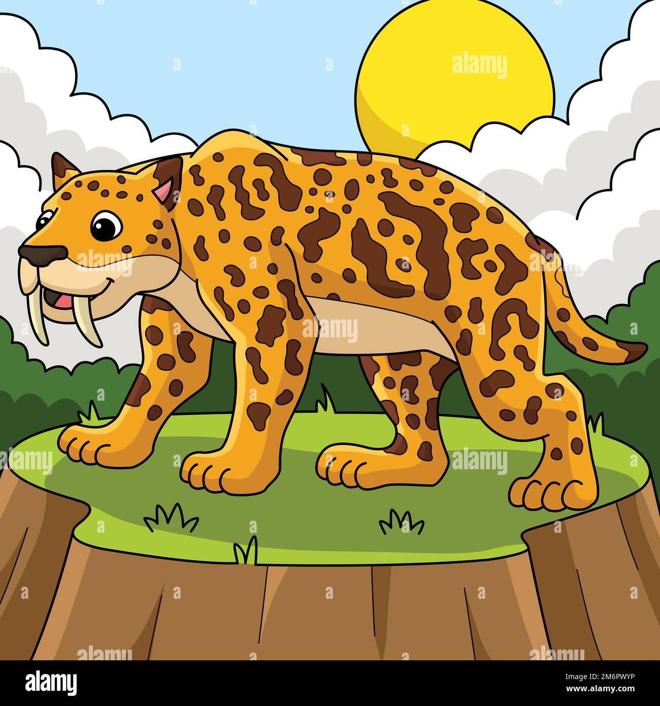 Smilodon Animal Colored Cartoon Illustration Stock Vector Image & Art ...