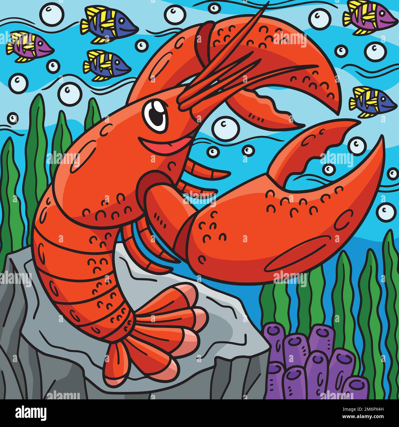 Lobster Marine Animal Colored Cartoon Stock Vector Image & Art - Alamy