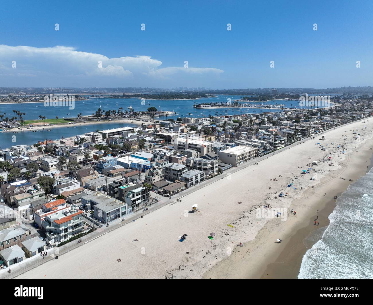 Aerial view of Mission Bay and beach in San Diego, California. USA ...