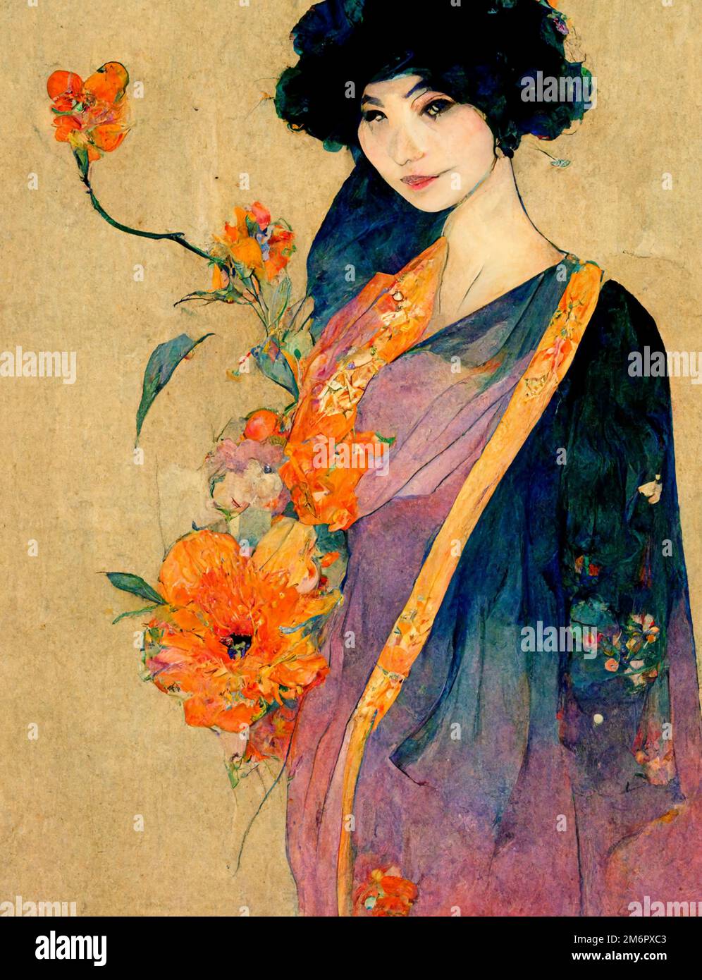 Illustration of beautiful Chinese woman in traditional dress Stock ...