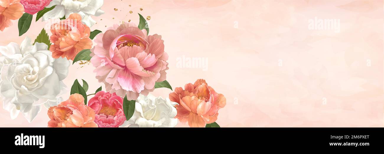 Beautiful hand drawn flowers banner vector Stock Vector Image & Art - Alamy