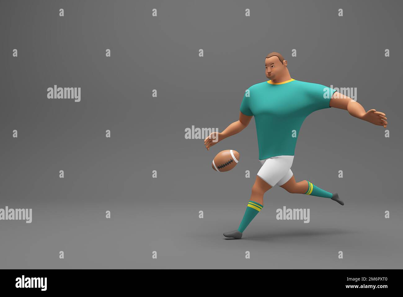 3d rendering Rugby players fight for the ball on professional rugby ...